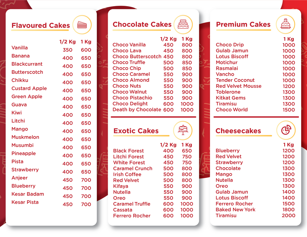 Menu – Bryan's Cake House